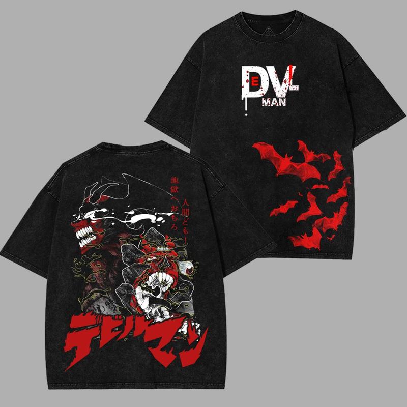 Devilman Crybaby dark anime goth manga game 2 sided Washed Tshirt ...