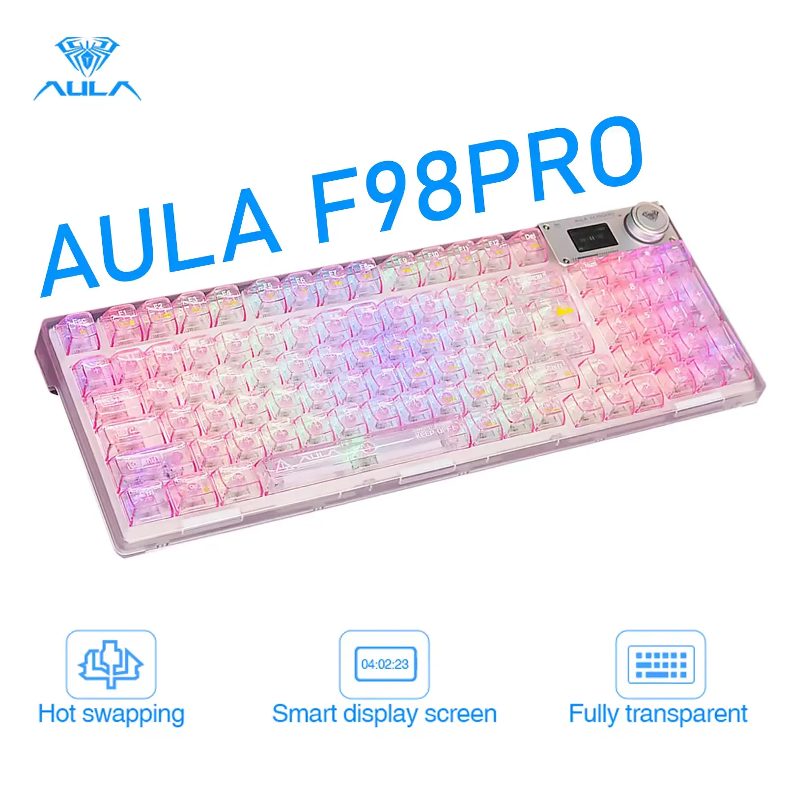 AULA F98pro 95Key Hot-Swappable Mechanical Keyboard with Transparent ...