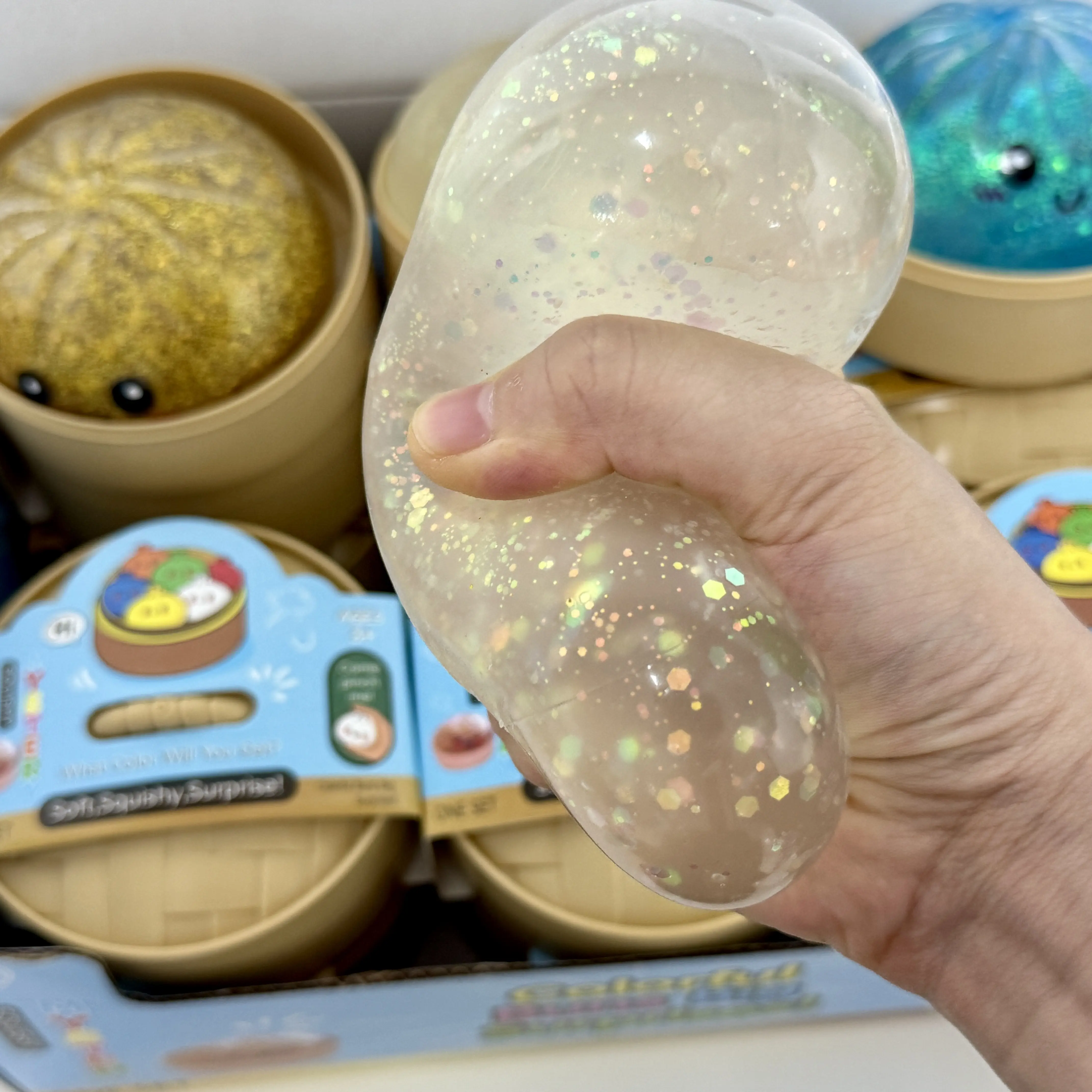【Blind Box】2026 New Glitter Dumpling Squishy with Steamer Box, Soft ...