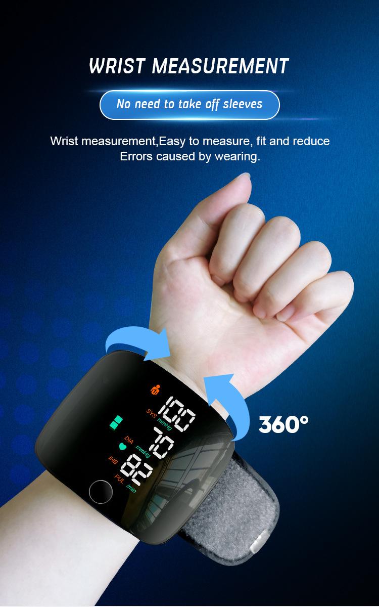 Rechargeable Wrist Blood Pressure Monitor with LED Touch Screen, Voice ...