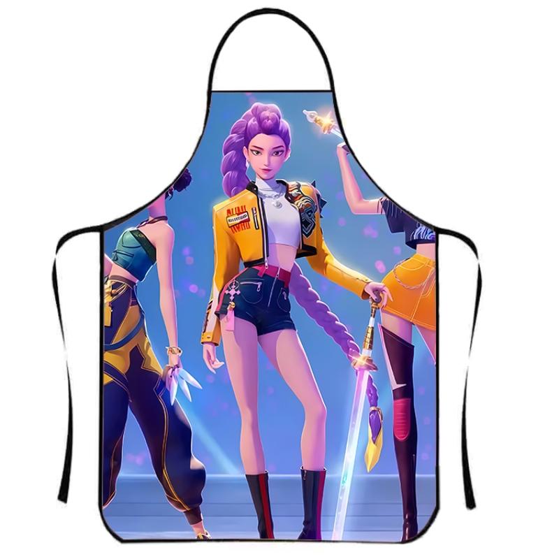 K-POP Demon Hunters Pattern Apron ,1 Count Polyester Sleeveless Kitchen ...