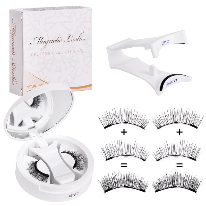 Magnetic Fake Eyelashes with Applicator, 1 Set Reusable Natural Look ...