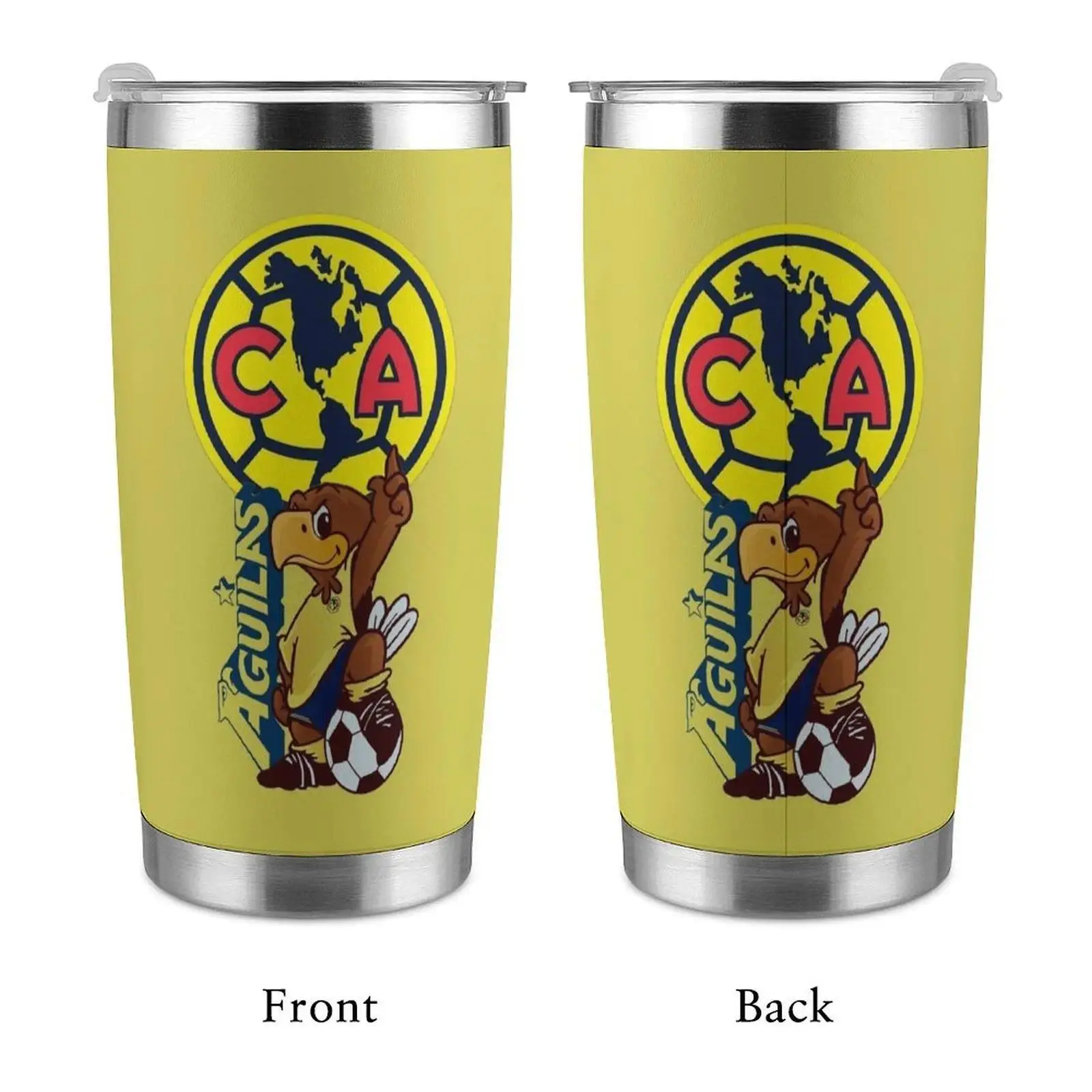20oz Club Stainless Steel Tumbler - Yellow Mascot Design with Silver ...