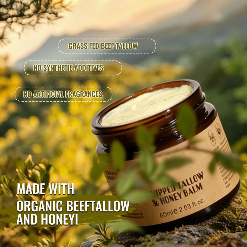 Guanjing Beef Tallow & Honey Balm Cream - All-Natural Moisturizer for ...