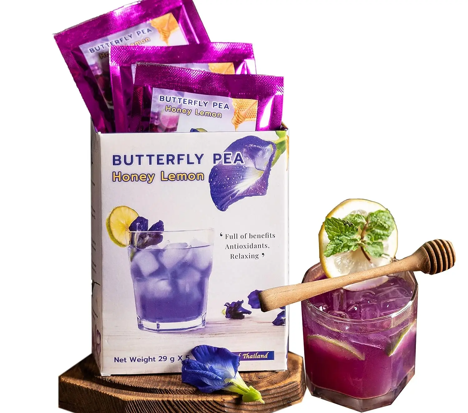 EZ THAI Vibrant Honey Lemon Butterfly Pea Tea Mix (5/10 Sachet ...