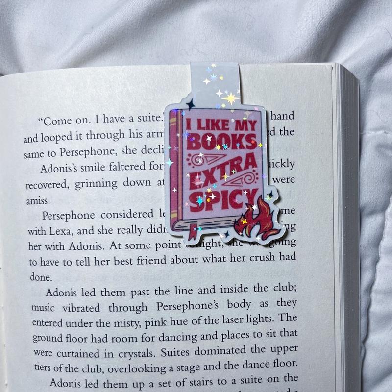 I Like My Books Spicy Holographic Bookmark - TikTok Shop